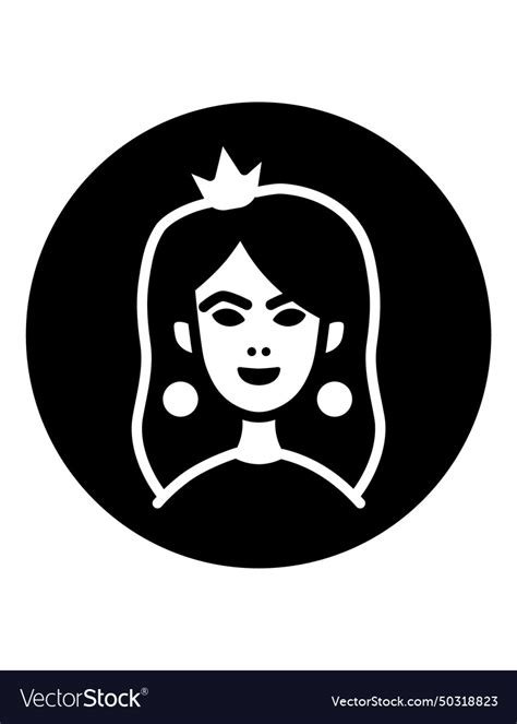 Princess Face Flat Icon Isolated On White Vector Image