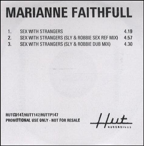 Marianne Faithfull Sex With Strangers Uk Promo Cd R Acetate —