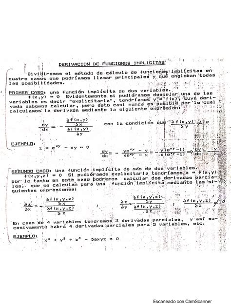 Clase 5 A Derivación De Funciones Implícitas Pdf
