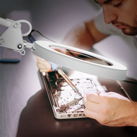 Newacalox Flexible Desk Large 5x Usb Led Magnifying Glass 3 Colors Illuminated Magnifier Lamp