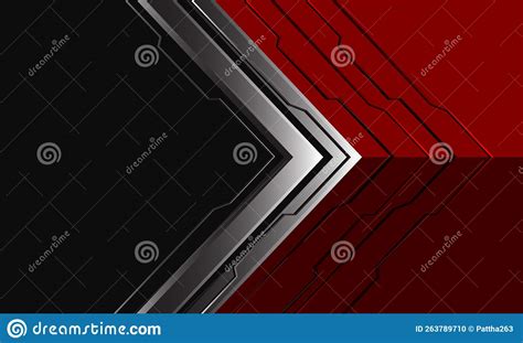 Abstract Silver Arrow Cyber Direction Geometric On Red With Dark Grey