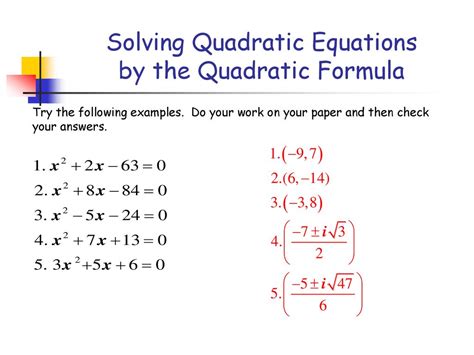 Solving Quadratic Equations By The Quadratic Formula Ppt Download