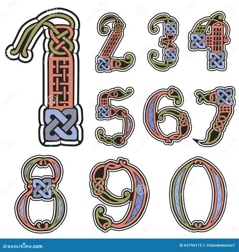 A Set Of Numbers In The Celtic Style Stock Vector Illustration Of