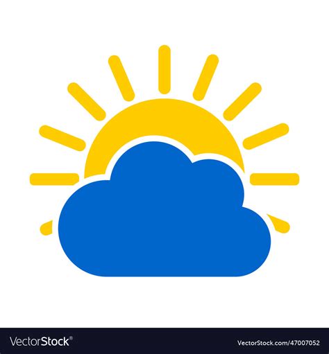 Blue Cloud And Yellow Sun Weather Forecast Icon Vector Image