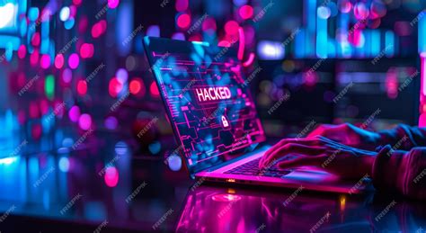 Dark Room Laptop Hacked Message Cybersecurity Breach Data Vulnerability Cybercrime And Online
