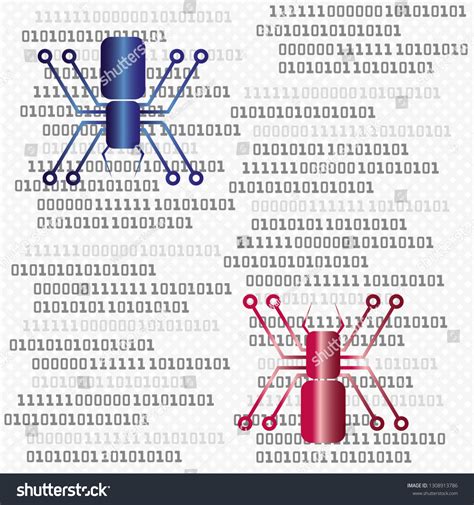 Two Spider Binary Code Background Stock Vector Royalty Free
