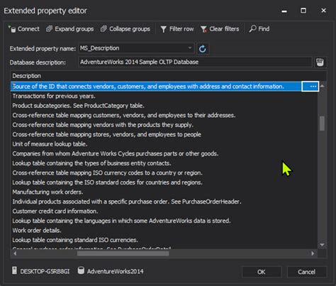 How To Use Extended Properties To Document A Sql Server Database The