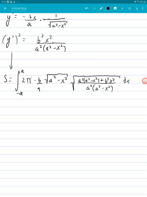 Solved A The Ellipse X 2 A 2 Y 2 B 2 1 A B Is Rotated About The X Axis To Form A