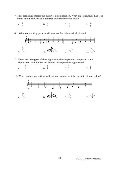 Music6 Q1 Mod3 Rhythm Conduct Time Signatures Version3 Pdf