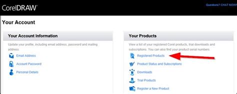 Go To Registered Products In Coreldraw