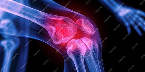 Xray Of A Knee Joint With Inflammation Highlighted In Red In A Human