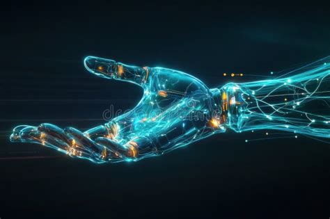 An Abstract Display Shows A Prosthetic Arm Reacting To Neural Signals Illuminated By Vibrant