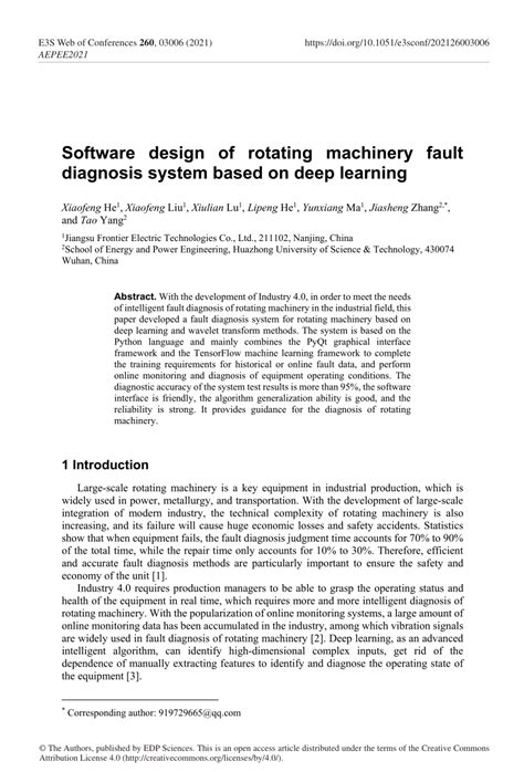 Pdf Software Design Of Rotating Machinery Fault Diagnosis System Based On Deep Learning