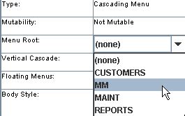 Cascading Menu Example