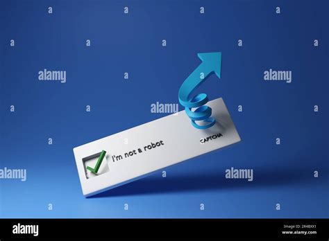 3d Style Of Captcha Challenge Response Test With A Green Tick On Blue