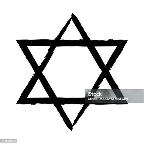 다윗의 별 아이콘입니다 유대교 표시입니다 여섯 개의 뾰족한 별 흰색 배경에 분리된 벡터입니다 0명에 대한 스톡 벡터 아트 및