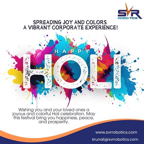 Happy Holi From Svr Robotics Pune Wishing You A Colorful And Joyful