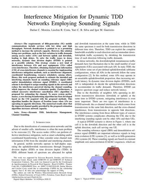 Pdf Interference Mitigation For Dynamic Tdd Networks Employing Sounding Signals