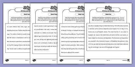 Sixth Grade July Paragraph Of The Week Editing Practice