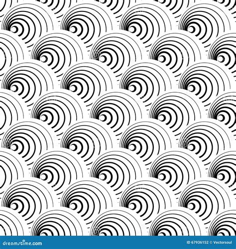 Intersecting Circles Abstract Monochrome Repeatable Pattern Stock Vector Illustration Of