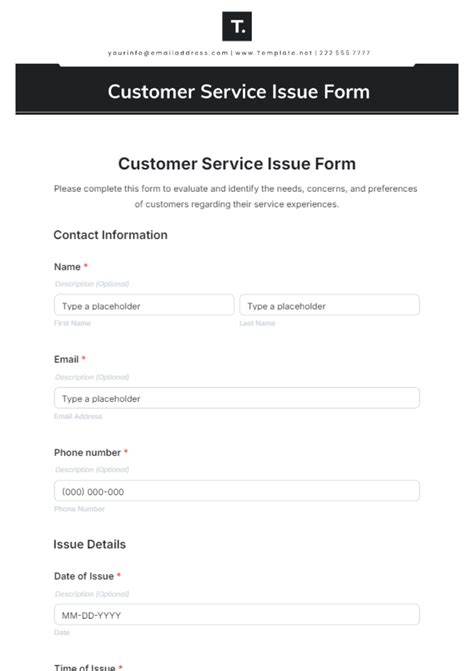 Free Customer Service Issue Form Template To Edit Online