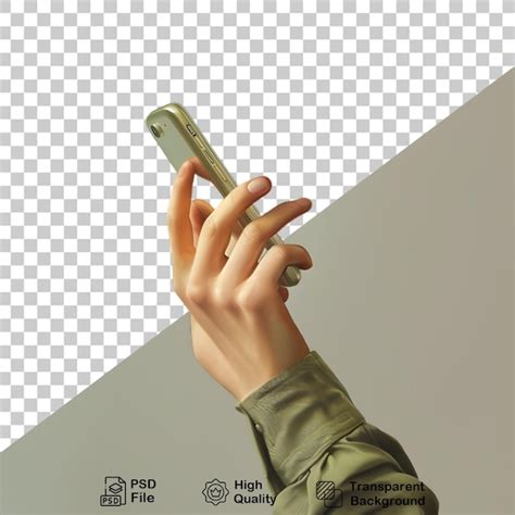 Рука с смартфоном Мобильный макет изолирован на прозрачном фоне Премиум Ai сгенерированный Psd