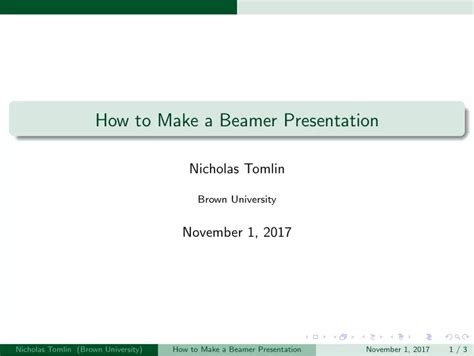 [ppt] How To Make A Beamer Presentation Nicholas Tomlin Brown University Powerpoint