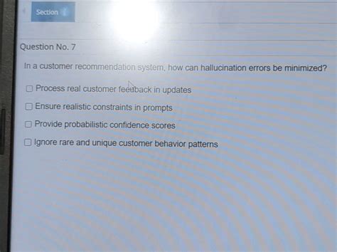 Section Question No 7 In A Customer StudyX