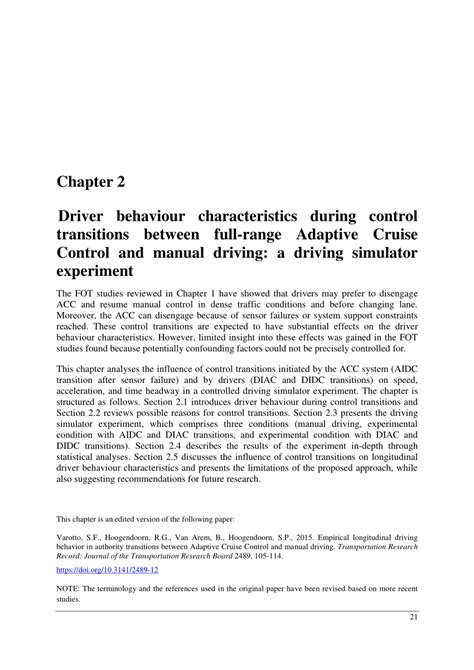 Pdf Empirical Longitudinal Driving Behavior In Authority Transitions Between Adaptive Cruise