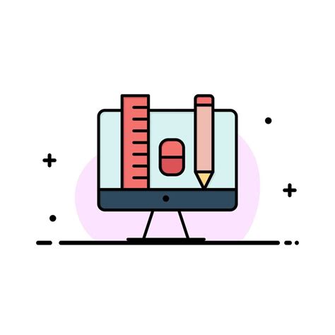 Computer Education Scale Pencil Business Flat Line Filled Icon Vector