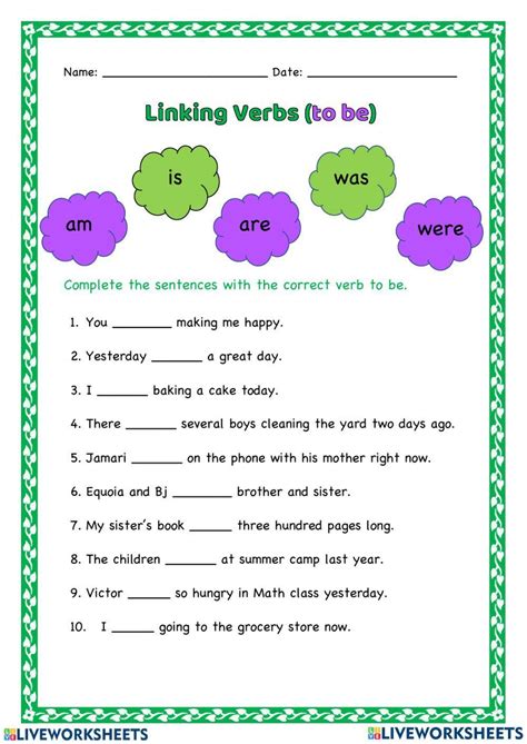 986743 Linking Verbs Irma 05molina Liveworksheets