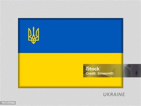 트라이던트와 우크라이나의 국기입니다 회색 마분지에 국립 소위 가로 세로 비율 2 3 국기에 대한 스톡 벡터 아트 및 기타 이미지 국기 기 낮 Istock