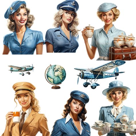 Retro Flight Attendant Flight Attendant Png Aviation Png Etsy