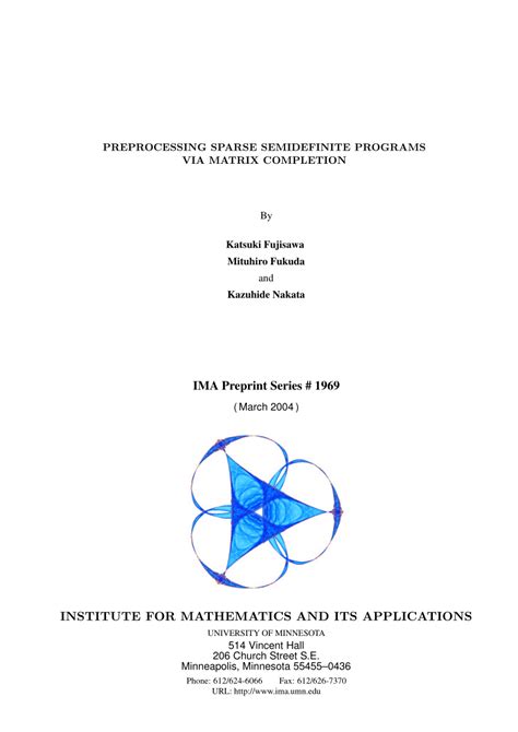 Pdf Preprocessing Sparse Semidefinite Programs Via Matrix Completion