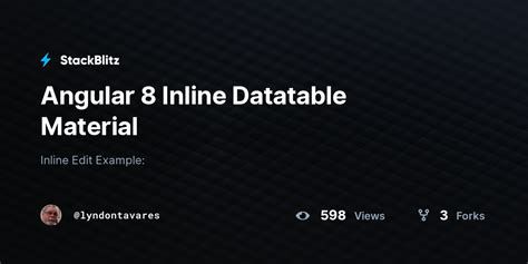 Angular 8 Inline Datatable Material Stackblitz