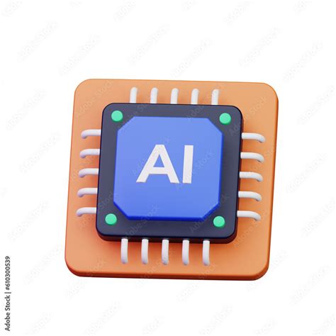 Ai Computer Chip Processor For Artificial Intelligence Digital Brain Concept 3d Icon