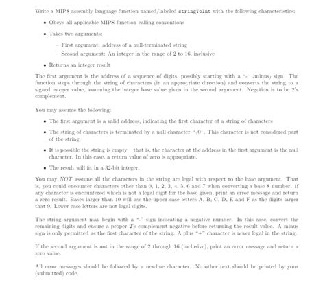 Solved Write A Mips Assembly Language Function Namedlabeled