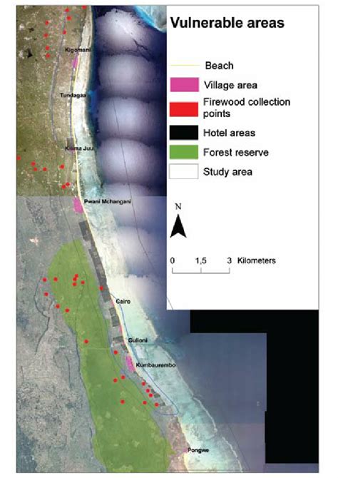 Vulnerable Areas As Identified Through Gis Analysis The Blue Circles Download Scientific