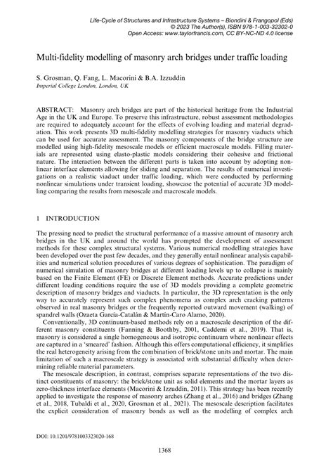 PDF Multi Fidelity Modelling Of Masonry Arch Bridges Under Traffic