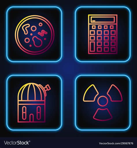 Set Line Radioactive Astronomical Observatory Vector Image