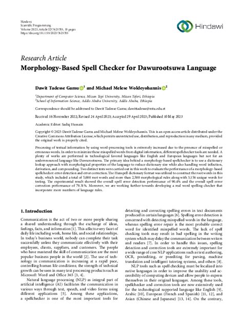 Pdf Morphology Based Spell Checker For Dawurootsuwa Language