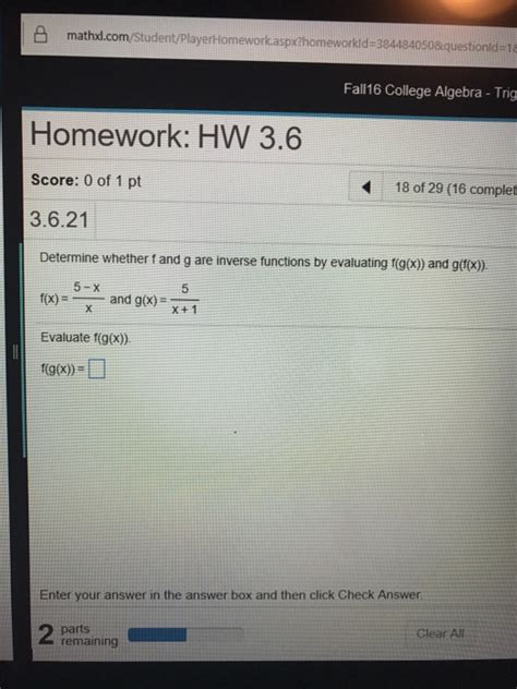 Solved Determine Whether F And G Are Inverse Functions By