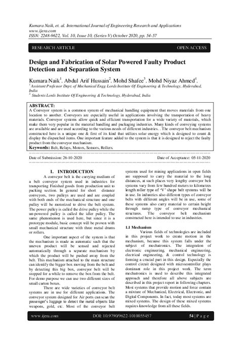 Pdf Design And Fabrication Of Solar Powered Faulty Product Detection And Separation System