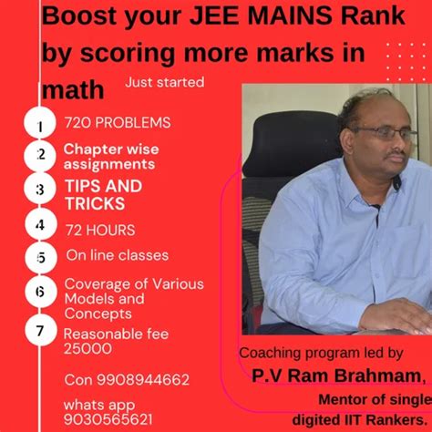 Intermediate Jee Mains Maths Revision Classes At Rs 25000 Year In Hyderabad Id 2855268663448