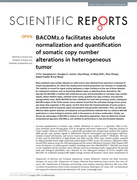 Pdf Bacom20 Facilitates Absolute Normalization And Quantification Of Somatic Copy Number
