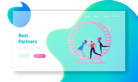 루핑 생활 과 일상 적인 작업 웹 사이트 방문 페이지 피곤 스트레스 비즈니스 사람들은 거대한 햄스터 휠 의 내부 실행 쓸모없는