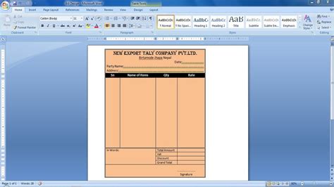 how to make bill in microsoft word design talk