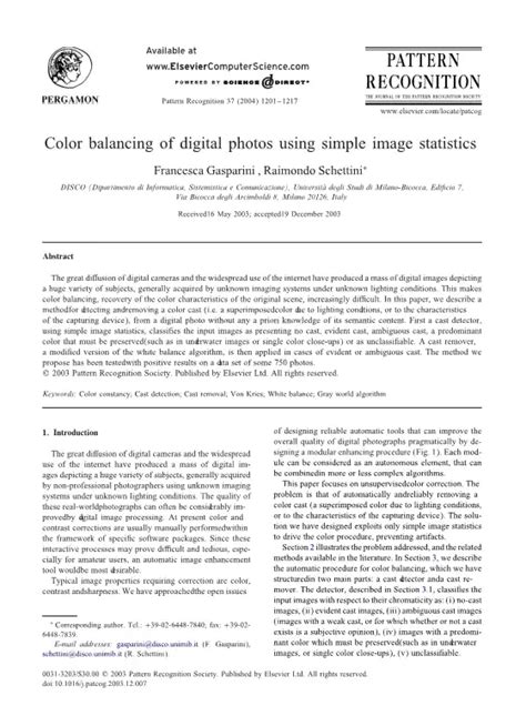 Color Balancing Of Digital Photos Using Simple Image Statistics Docslib
