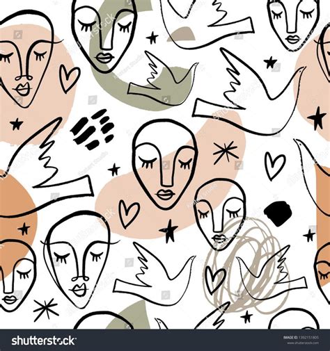 Modern Art Seamless Pattern With Abstract Shapes Vector Clip Art Ad Sponsored Seamless