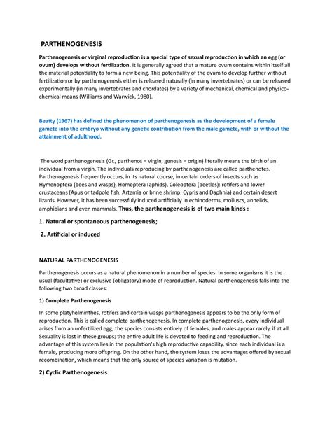 Parthenogenesis In Humans Parthenogenesis Parthenogenesis Or Virginal